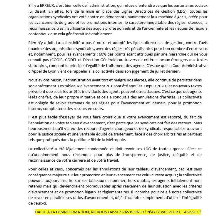 Avancement de grade et promotion interne | Syndicat CFTC Métropole de Lyon Avancement de grade et promotion interne | Syndicat CFTC Métropole de Lyon
